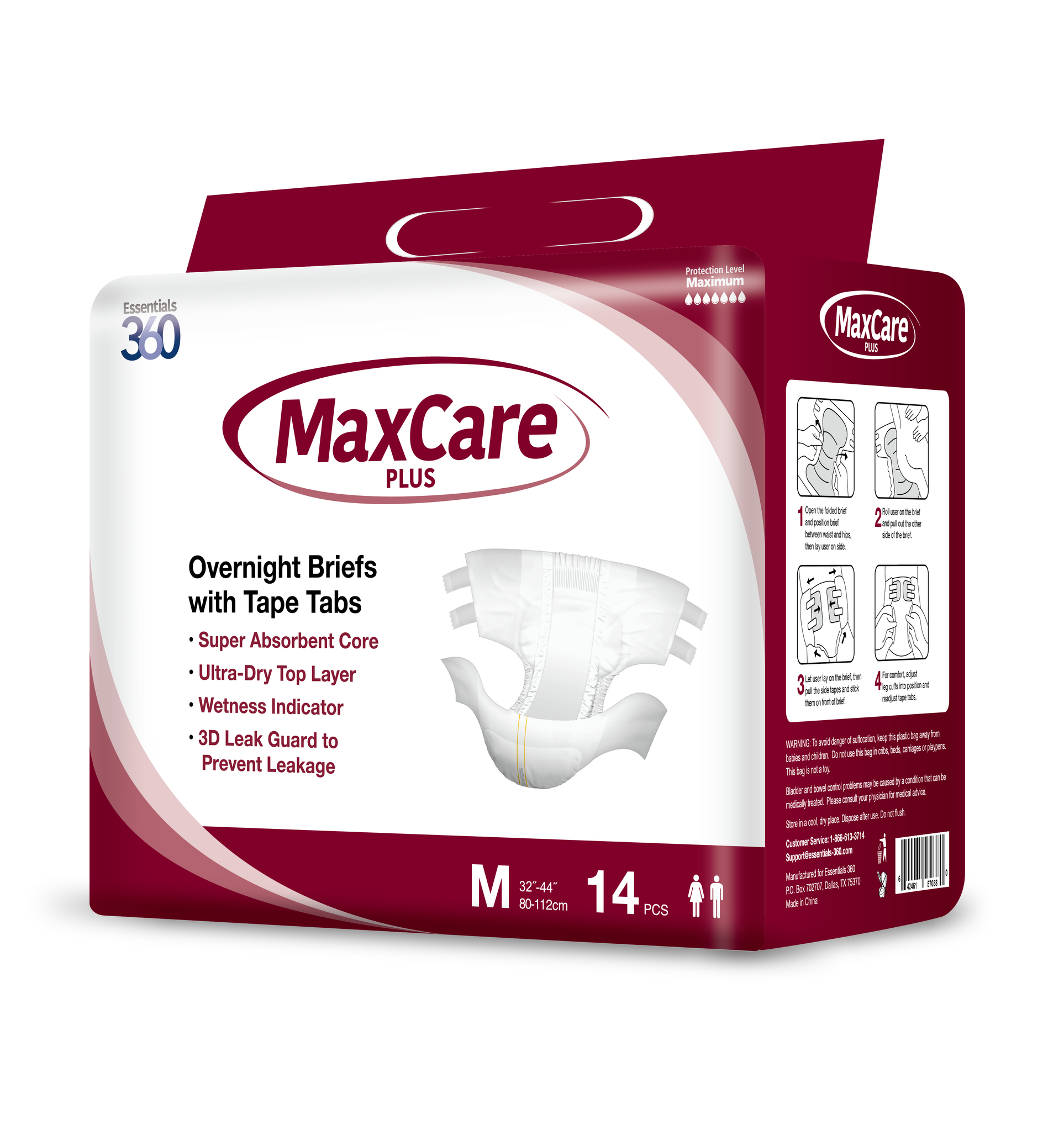 MaxCare Plus Overnight Briefs – Essentials 360